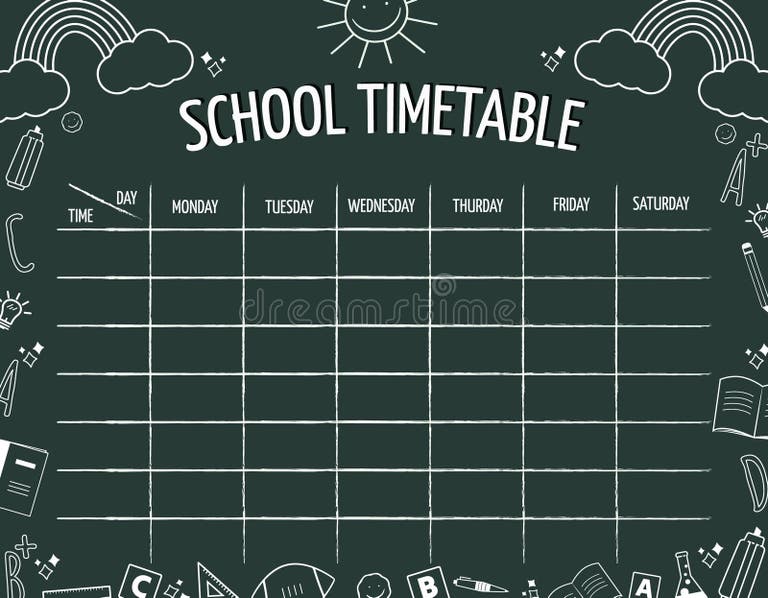School Timetable, Student Week Schedule Template of Flat Design. Stock ...