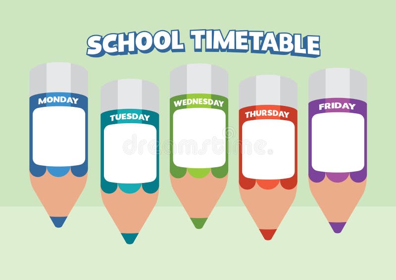 School Timetable, Study Planner, Printable Week Chart Template Stock ...