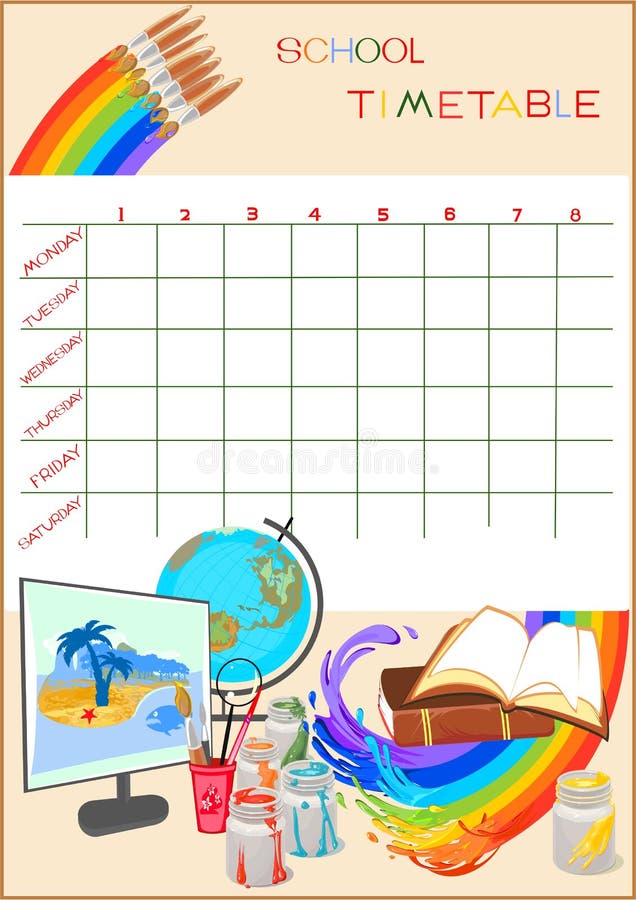 School timetable stock vector. Illustration of incredible - 47988950