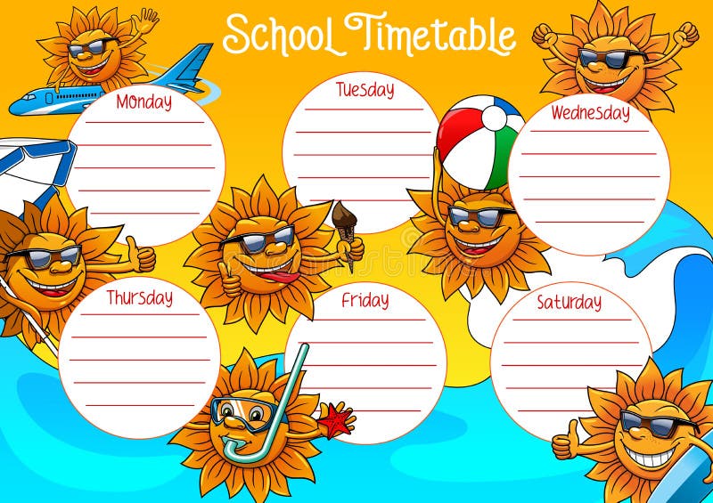 School Plan Schedule Template Memos Set for Children Stock Vector ...