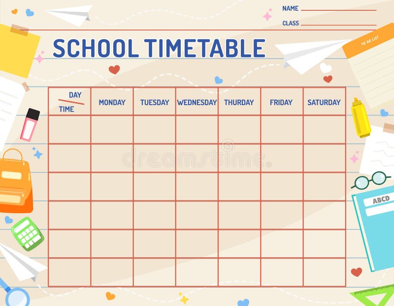 School Timetable and Class Schedule Templates with Pastel Concept ...
