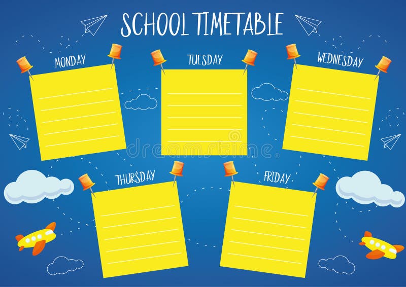 School Timetable Template for Kids with Days of the Week. Timetable ...