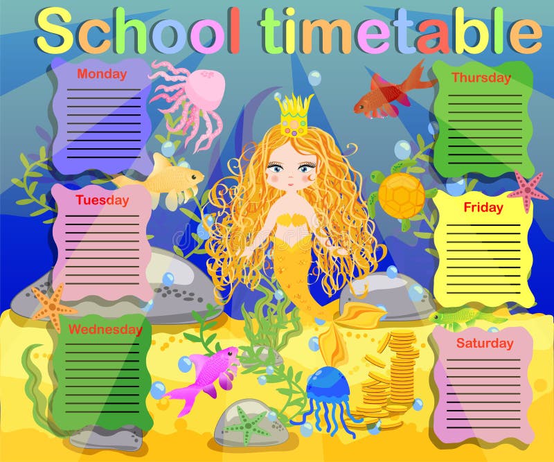 School Timetable Template for Poster, Note, Book, Memorypad with ...