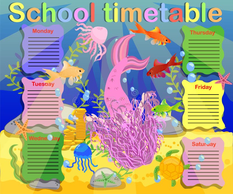 School Timetable Template for Poster, Note, Book, Memorypad with ...