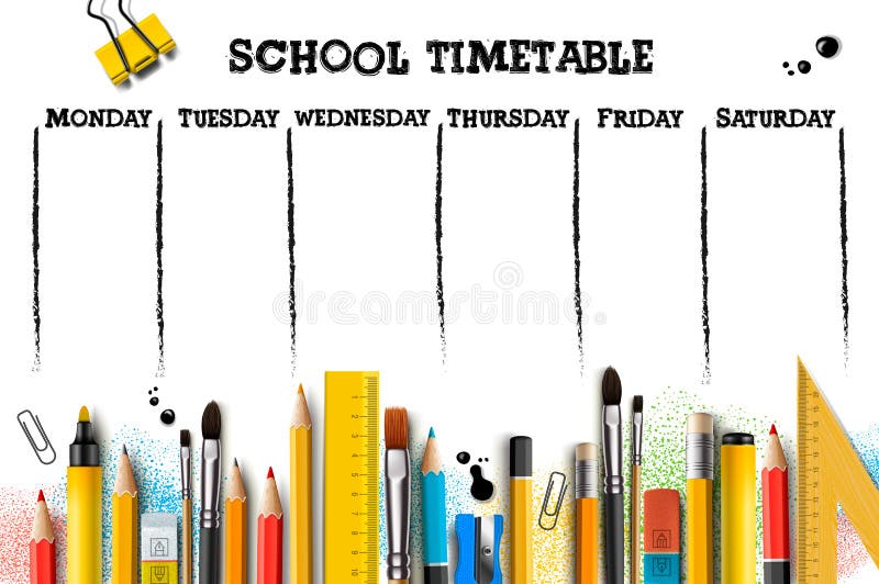 School Timetable Template for Students or Pupils. Vector Illustration ...