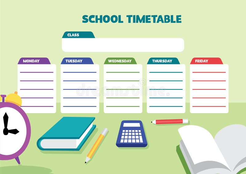 School Timetable Template Week Chart, Lesson Schedule Template Stock ...