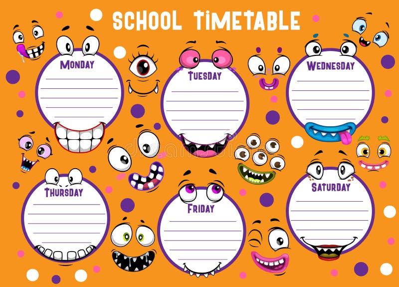 School Timetable Template, Weekly Classes Schedule Stock Vector ...