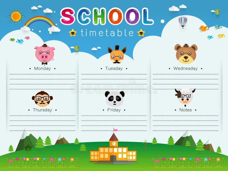School Timetable Vector Illustration Stock Vector - Illustration of ...