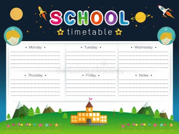 School Timetable Vector Illustration Stock Vector - Illustration of ...