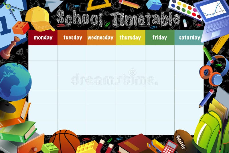 School Timetable, Weekly Classes Schedule on Blackboard Background ...