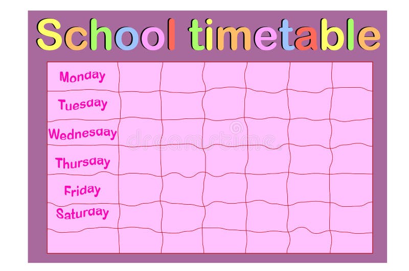Template School Timetable for Students Stock Illustration ...