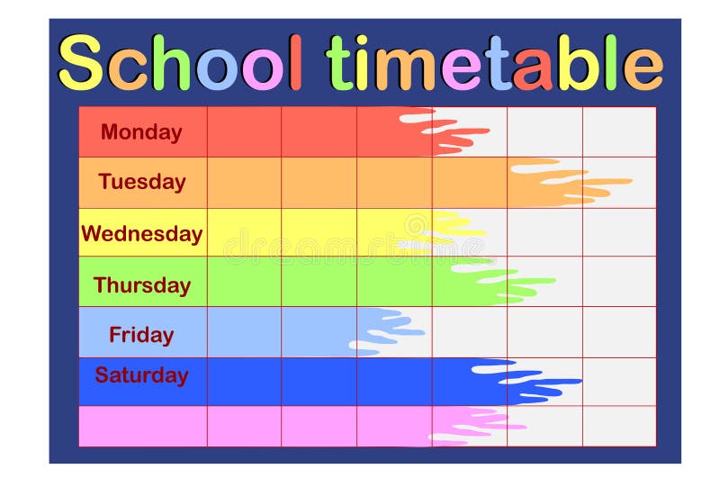Template School Timetable for Students Stock Illustration ...