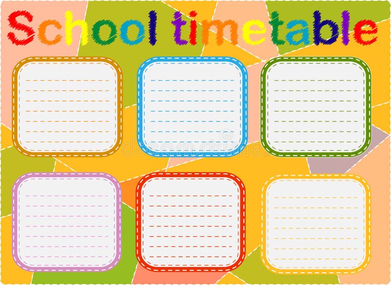 Template School Timetable for Students or Pupils with Days of Week and ...