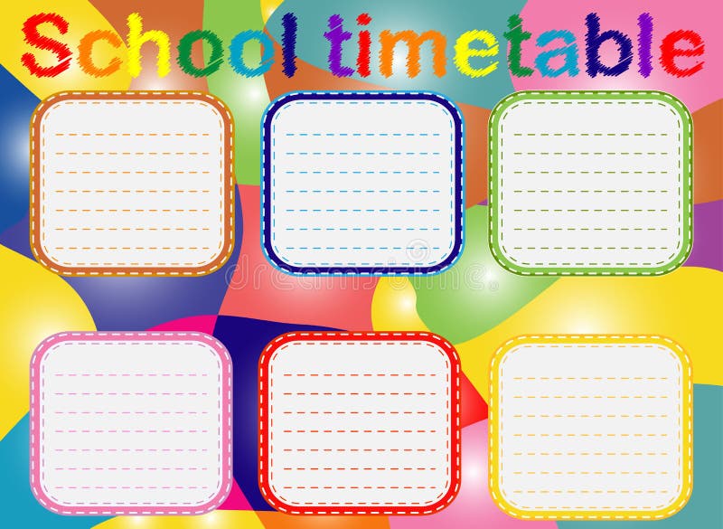 Template School Timetable for Students or Pupils with Days of Week and ...
