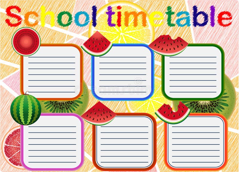 Template School Timetable for Students or Pupils with Days of Week and ...