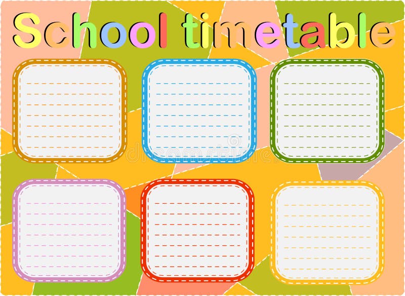 Template School Timetable for Students or Pupils with Days of Week and ...
