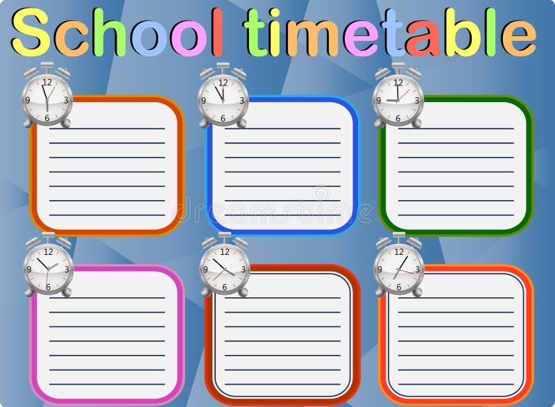 Template School Timetable for Students or Pupils with Days of Week and ...