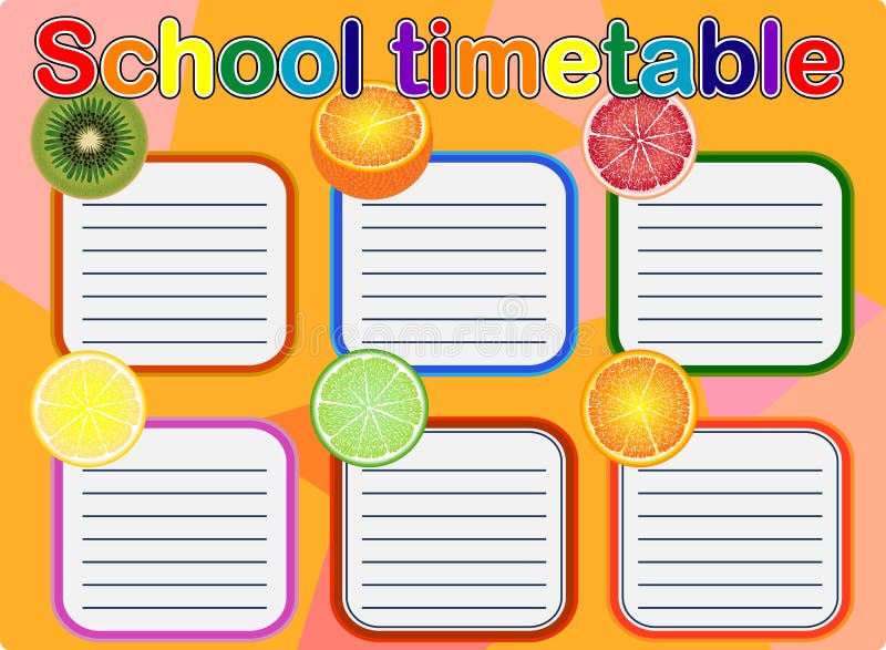 Template School Timetable for Students or Pupils with Days of Week and ...