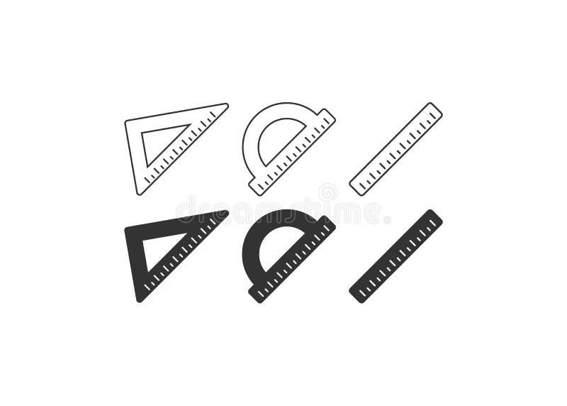 School Tool Kit Icon. Protractor, Ruler, Square Symbol. Sign Drawing ...