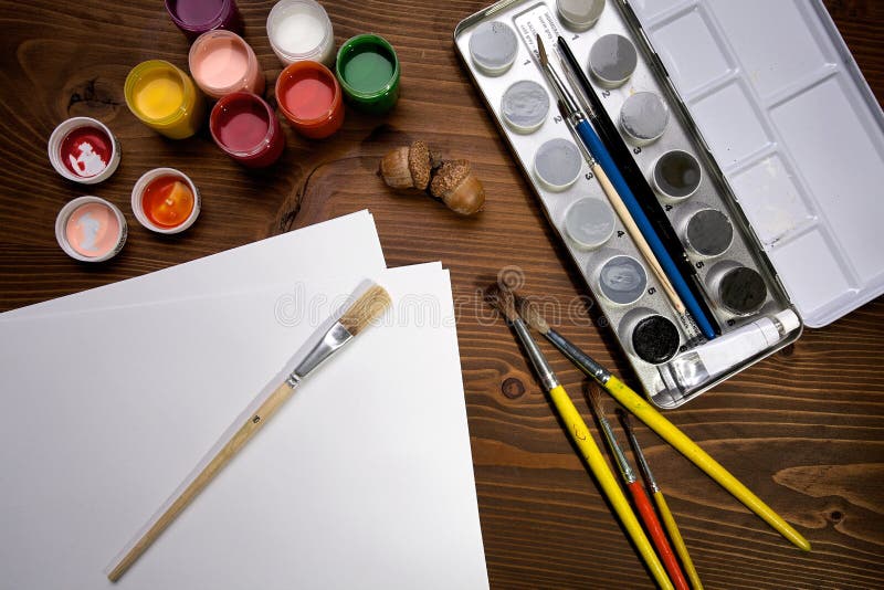 School tools stock image. Image of work, desk, brush - 18120775