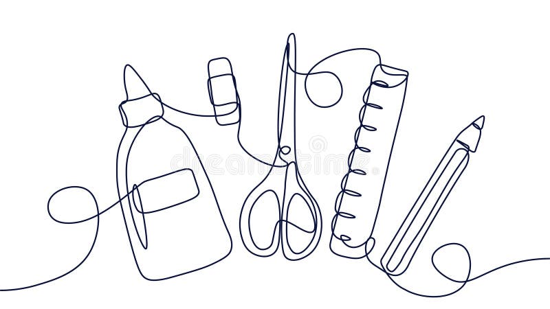 Continuous Line Scissors Glue Stock Illustrations – 6 Continuous Line ...