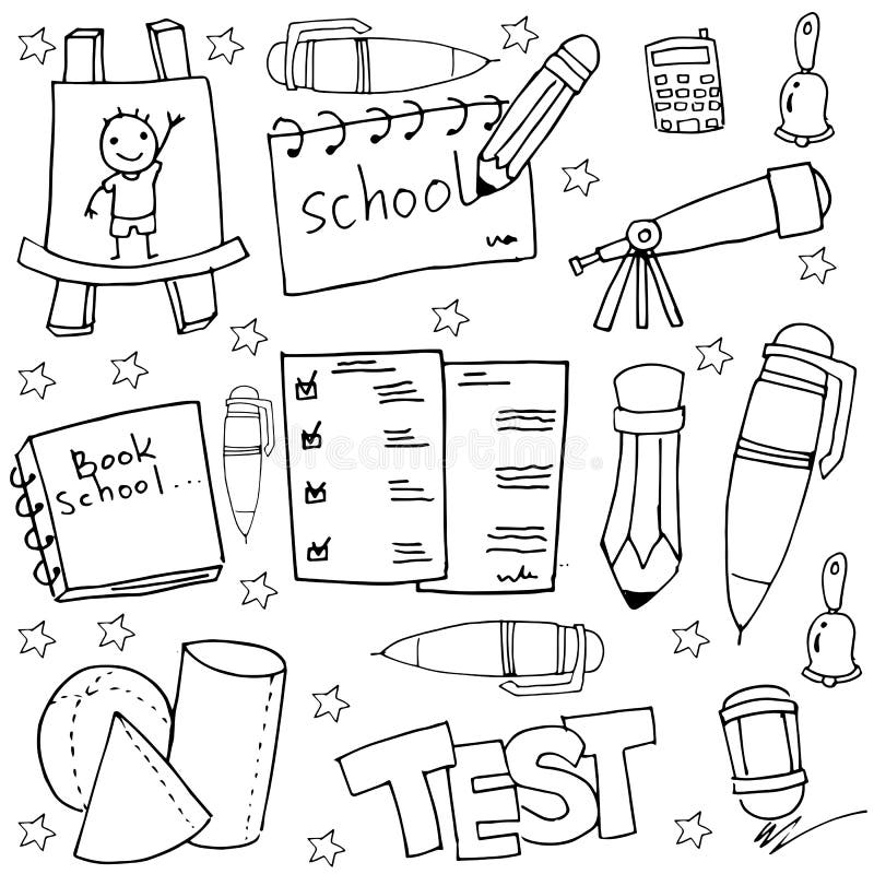 School Tools in Doodles Hand Draw Stock Vector - Illustration of school ...