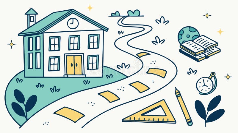 School Tools on Path, Learning Journey, Vector Design Generative AI ...