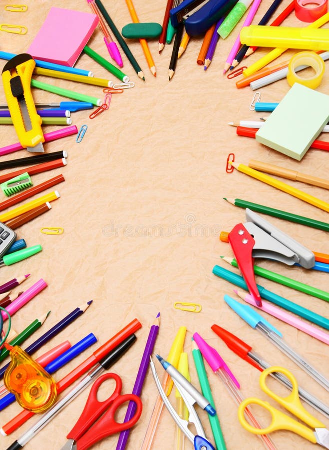 School Tools on the Rumpled Paper. Stock Photo - Image of instrument ...