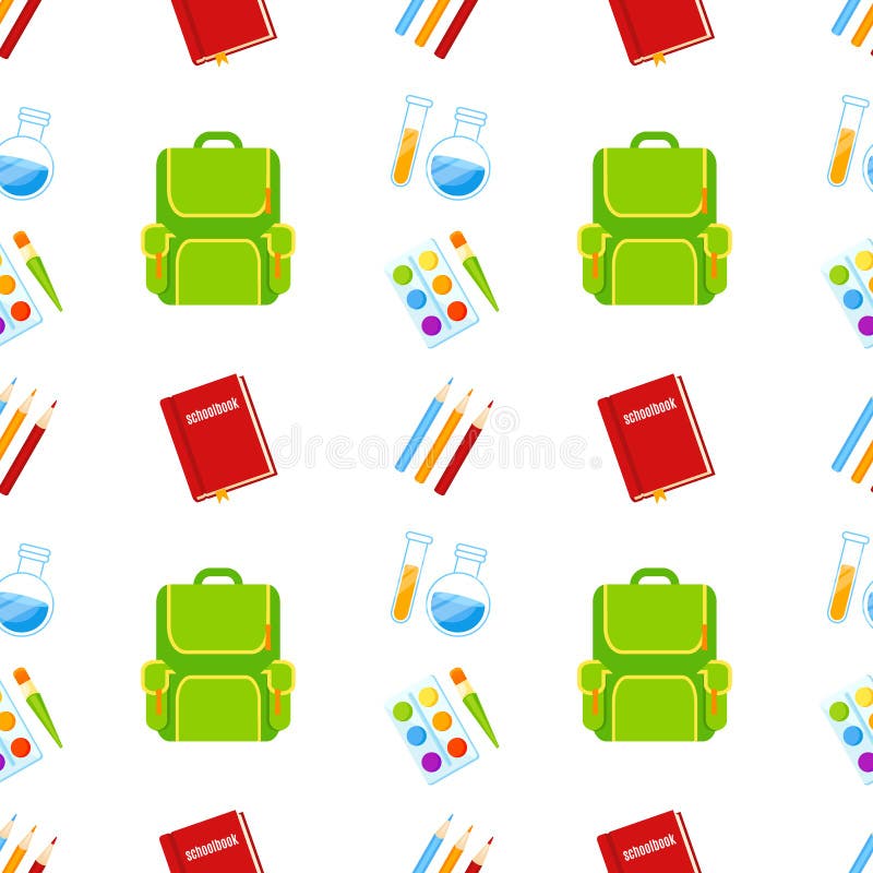 School Tools Seamless Pattern Vector. Back To School Stock Illustration ...