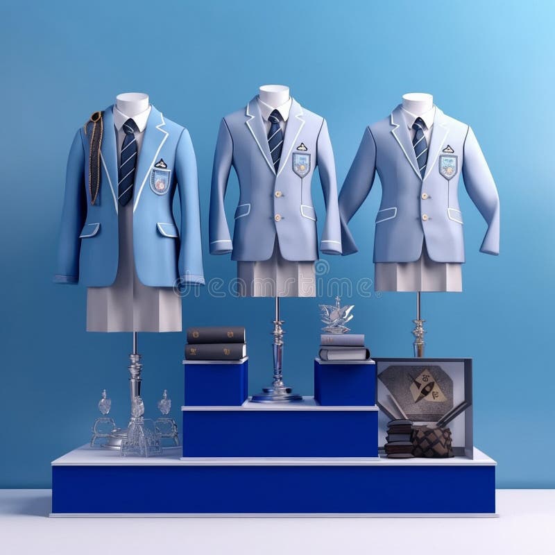 School Uniforms, Various Designs and Options. Blue Colors Stock Photo ...