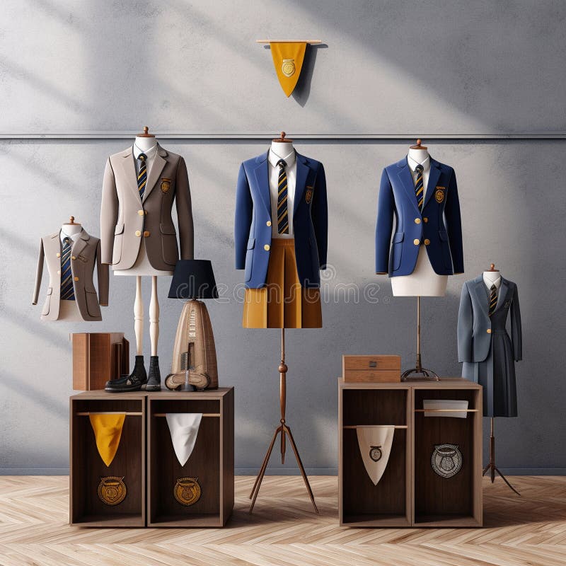 School Uniforms, Various Designs and Options. Blue Colors Stock Photo ...