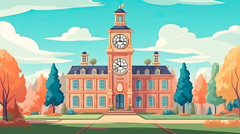 School and University Building Illustration for Cartoon and Comic ...