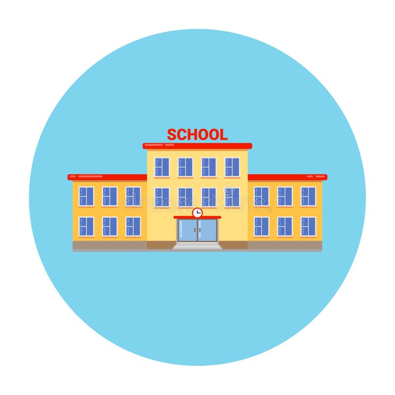 School University Building Vector Elementary High Cartoon Campus Flat ...