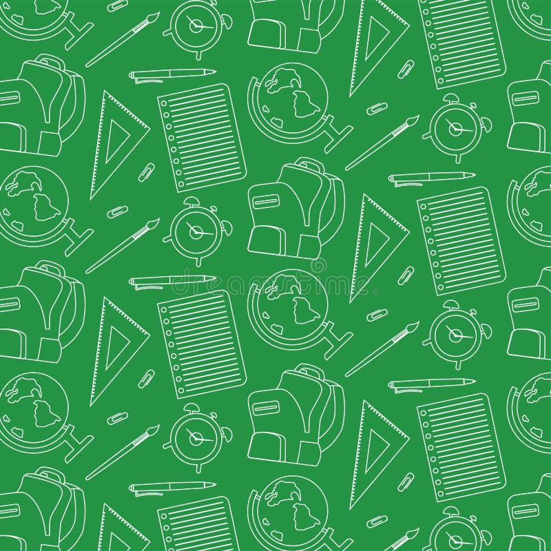 School, University Pattern. White Lines on Green Desk. Vector ...