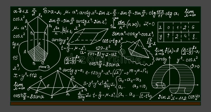 School Vector Blackboard With Handwritten Mathematical Formulas