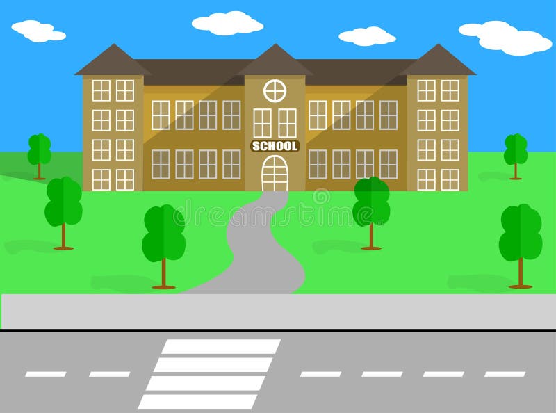School Vector Building and Schoolyard Stock Vector - Illustration of ...