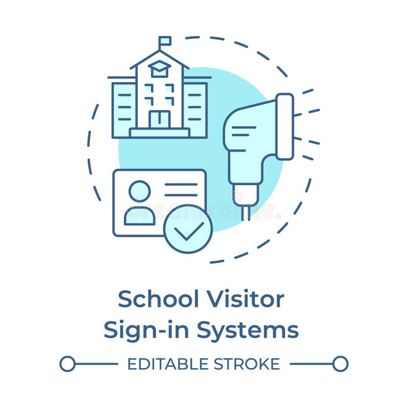 School Visitor Sign in Systems Soft Blue Concept Icon Stock Vector ...