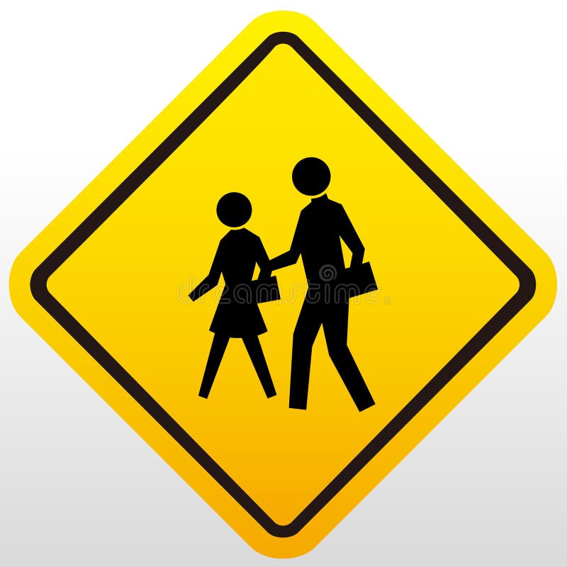 School Warning or Crossing Road Sign Stock Illustration - Illustration ...