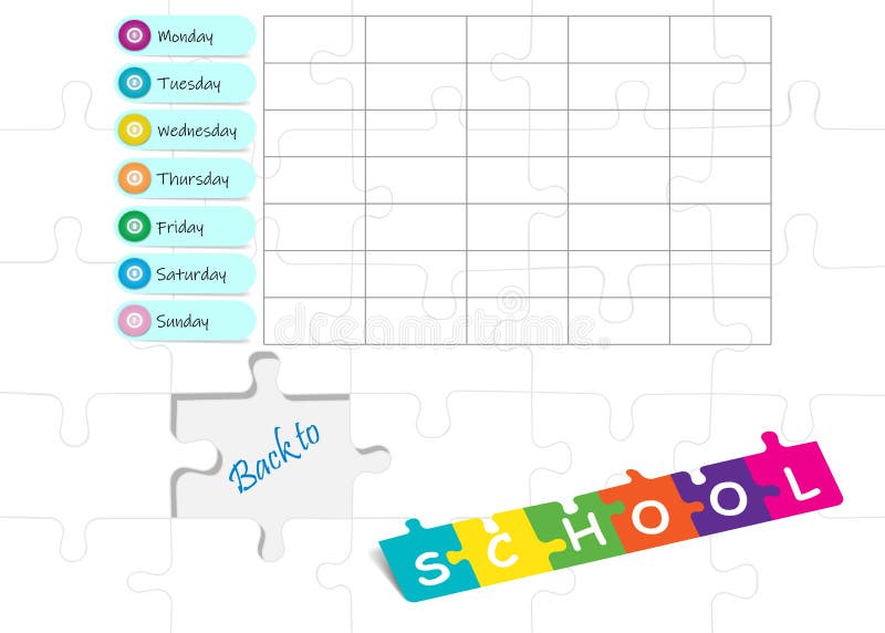 School weekly planner stock vector. Illustration of children - 120421865