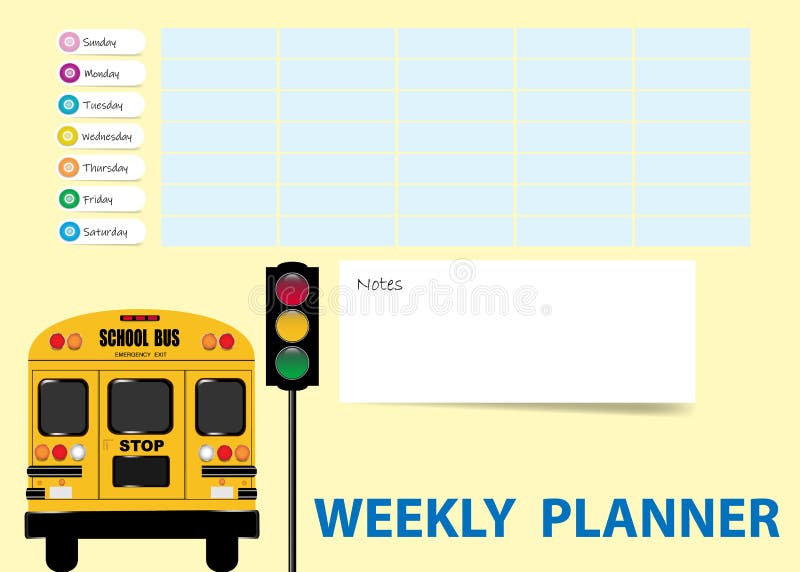School Weekly Planner Ready for Your Use Stock Vector - Illustration of ...