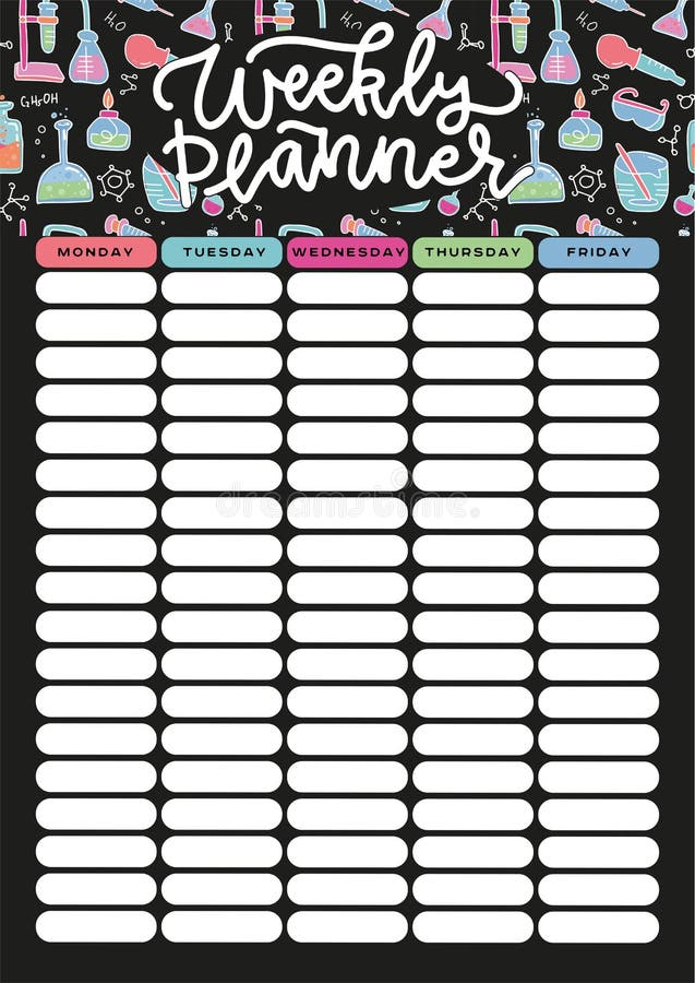 School Weekly Planner Template with Chemistry Laboratory Elements ...
