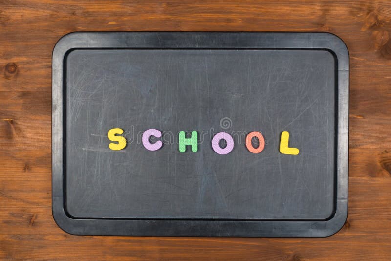 School Word of Colorful Foam Letters on Chalkboard Stock Photo - Image ...