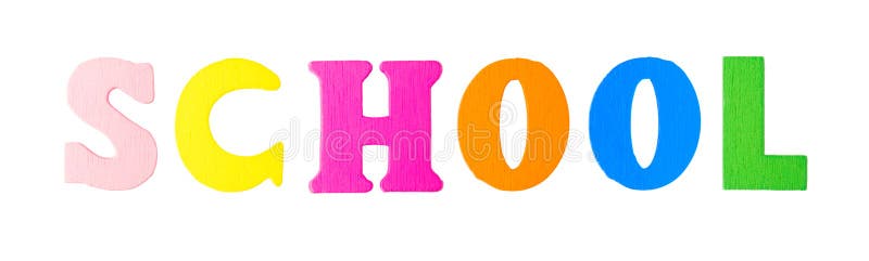 School Word with Wooden Letters Stock Photo - Image of letter, kids ...