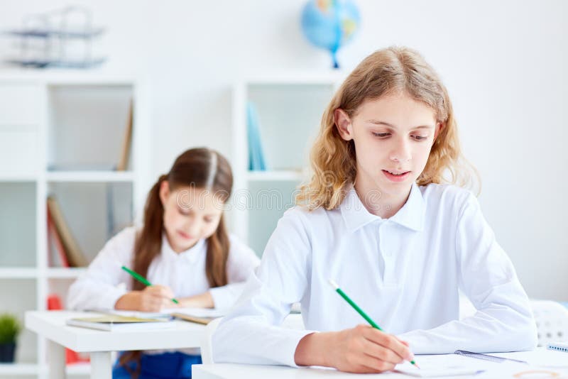 School work stock photo. Image of exam, crayon, pupil - 100143464