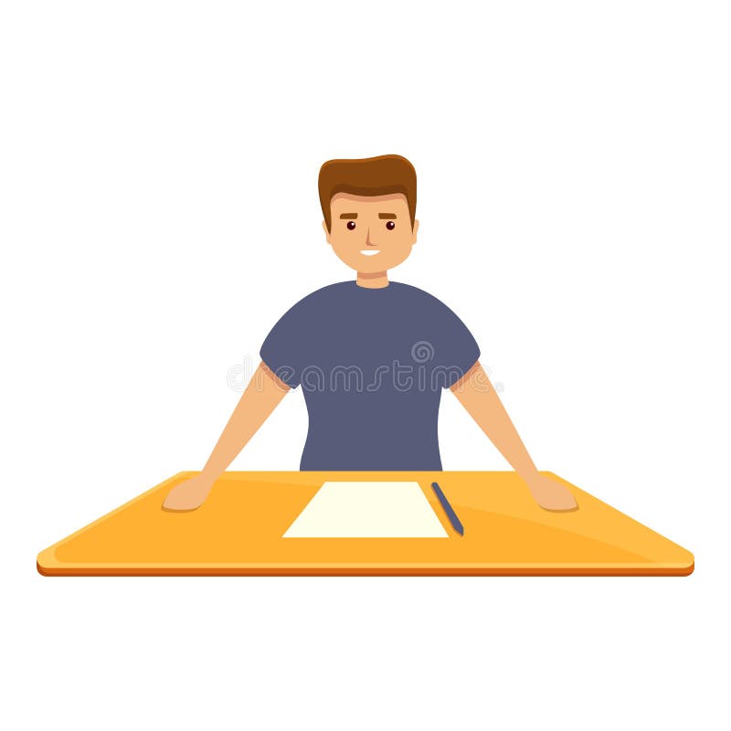 Girl Writing Exam Test Icon, Cartoon Style Stock Vector - Illustration ...