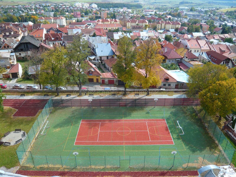 School yard stock image. Image of field, roofs, yard - 35103663