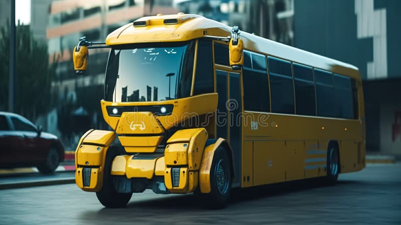 School Yellow Bus of the Future, Generative AI. Stock Image - Image of ...
