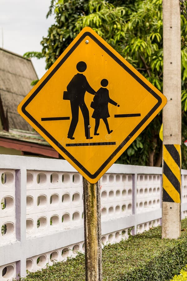 School Zone Sign in-country Thailand Stock Image - Image of vehicle ...