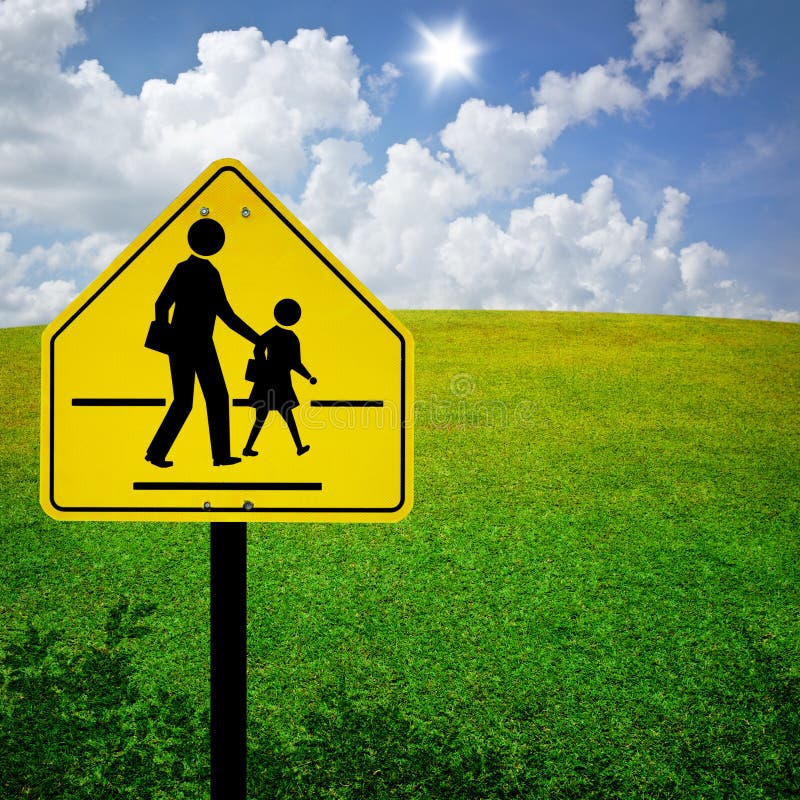 School Zone Sign With Field Stock Image - Image of school, street: 30595525