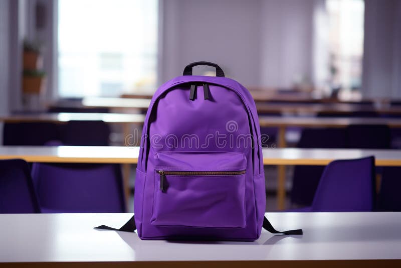 Schoolbag on Desk in Class Room AI Generated Stock Photo - Image of ...